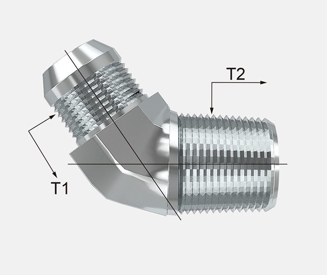Adaptador codo 45 grados Covalca de Acero Macho JIC 37 de 3/4 pulg. X