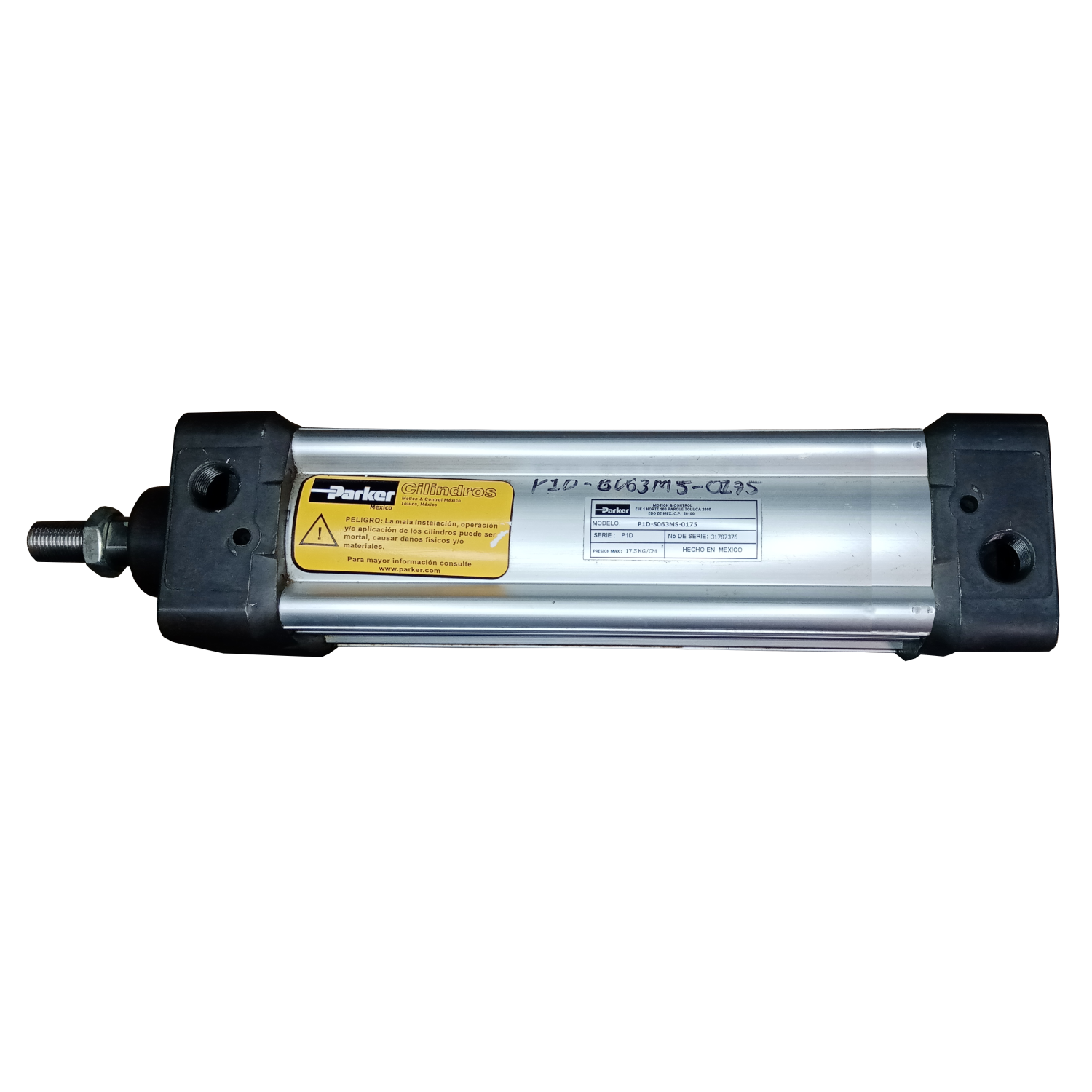 Cilindro Neumatico Parker de Doble Efecto, P1D-S063MS-0175, 17.KG/CM2,